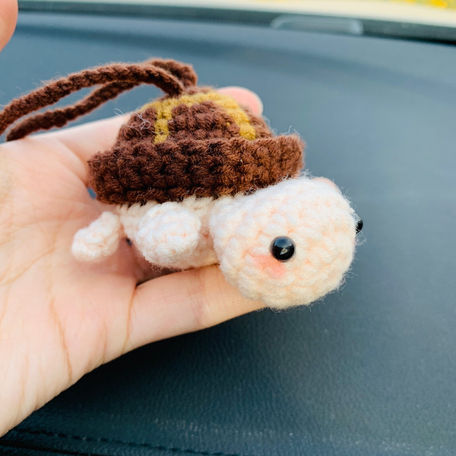 Handmade Crochet Cute Mini Turtle Head Retracted Into Shell Car ...