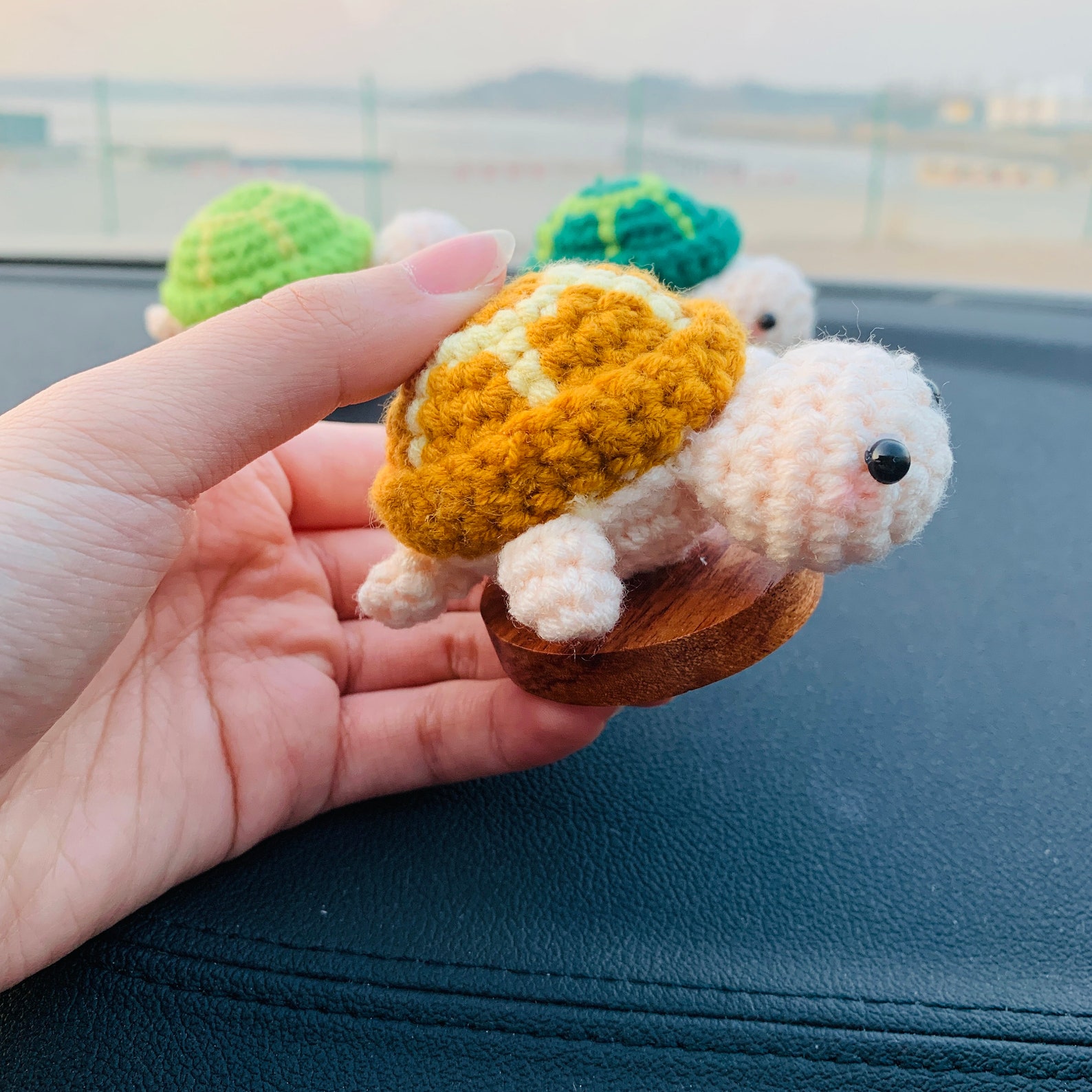 Handmade Crochet Cute Mini Turtle Head Retracted Into Shell Car ...