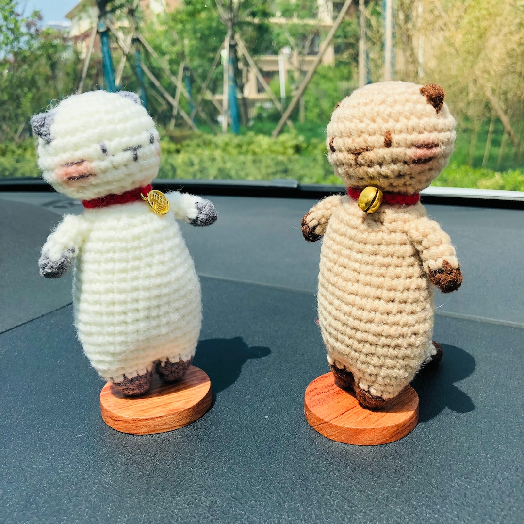 Handmade Crochet Cute Cat Car Accessories Car Dashboard Decor for Women ...