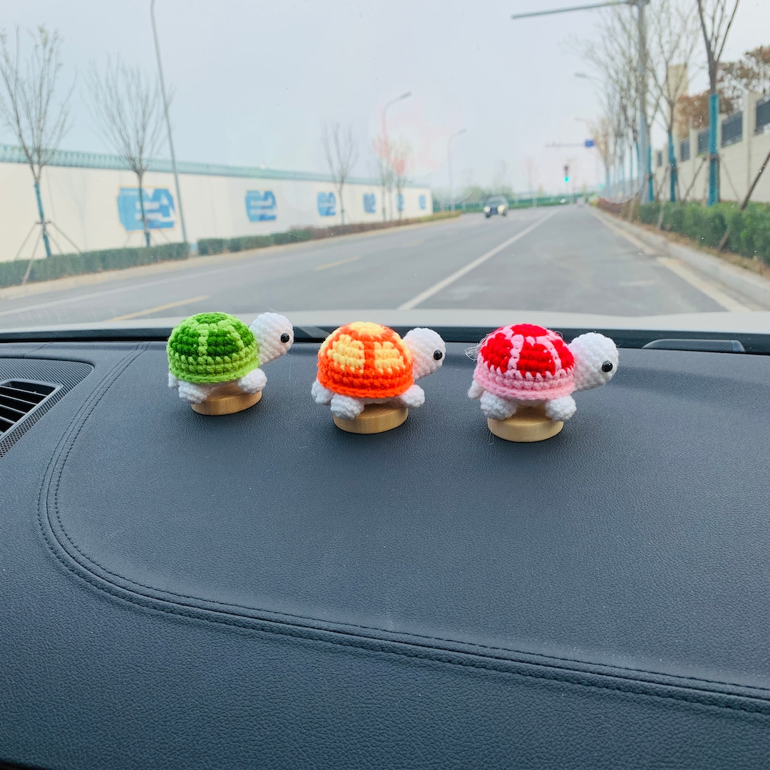 Handmade Crochet Cute Mini Turtle Car Accessories Car Dashboard Decor ...