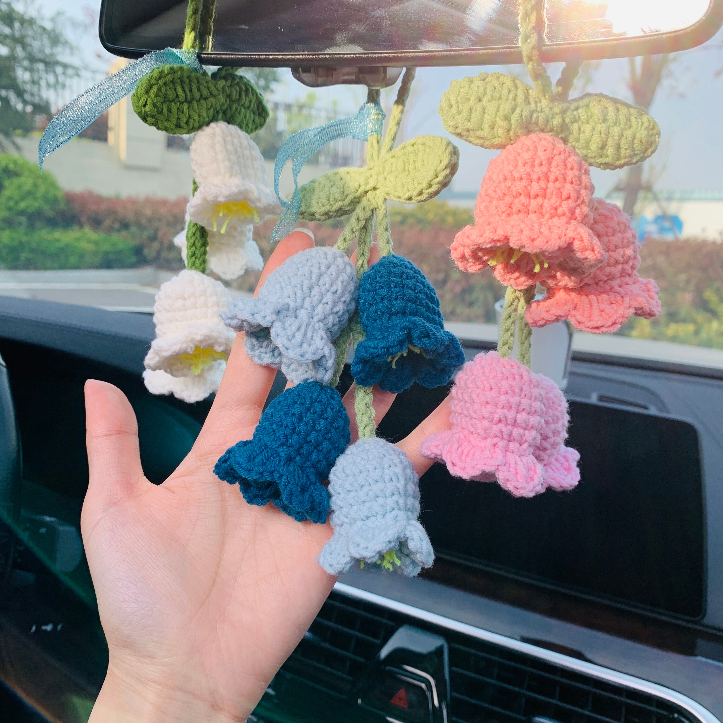 Cute Car Mirror Hanging Lily of the Valley Flower Interior Rear View ...