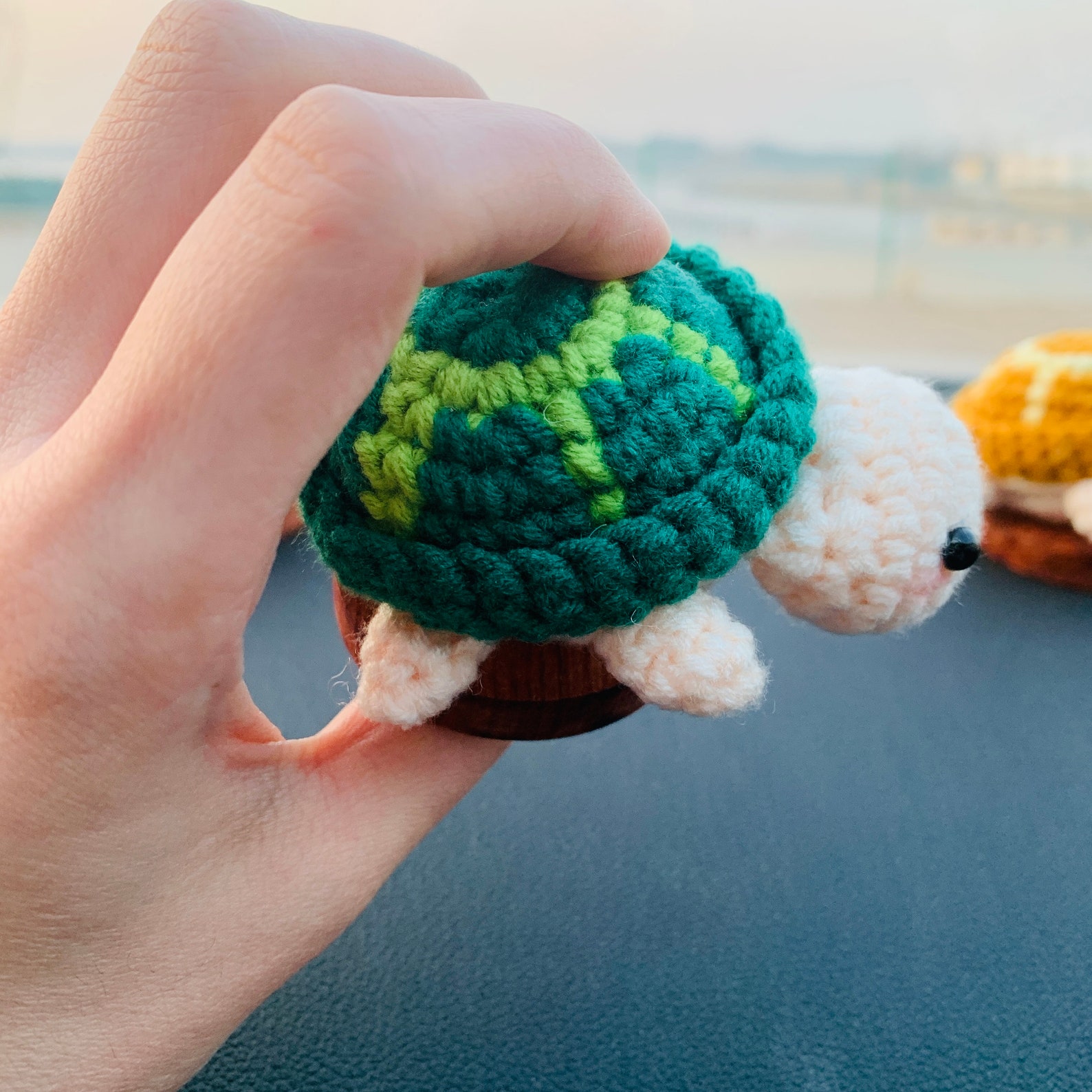 Handmade Crochet Cute Mini Turtle Head Retracted Into Shell Car ...