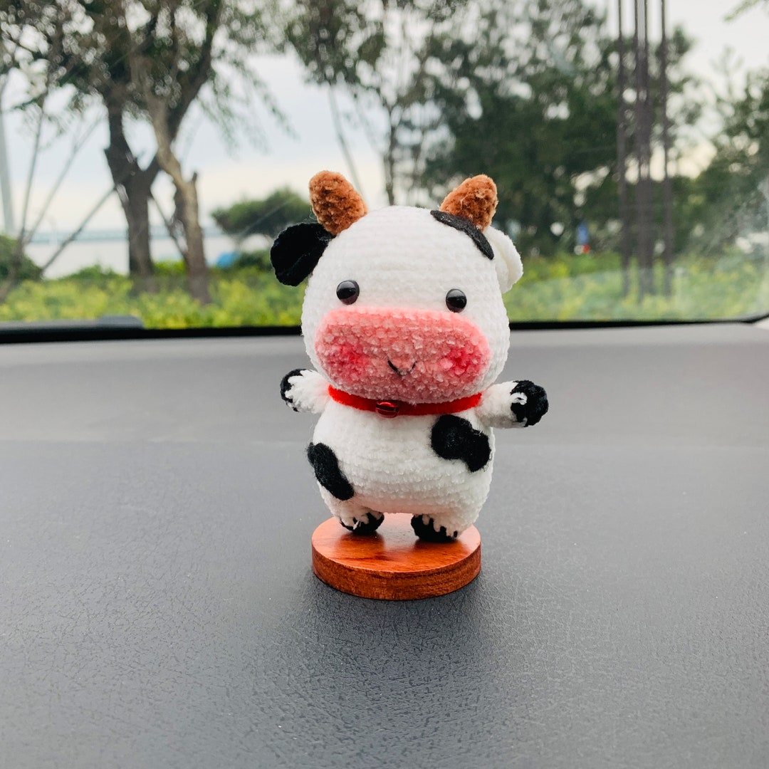 Handmade Crochet Cute Cow Car Accessories, Sunflower Car Dashboard ...