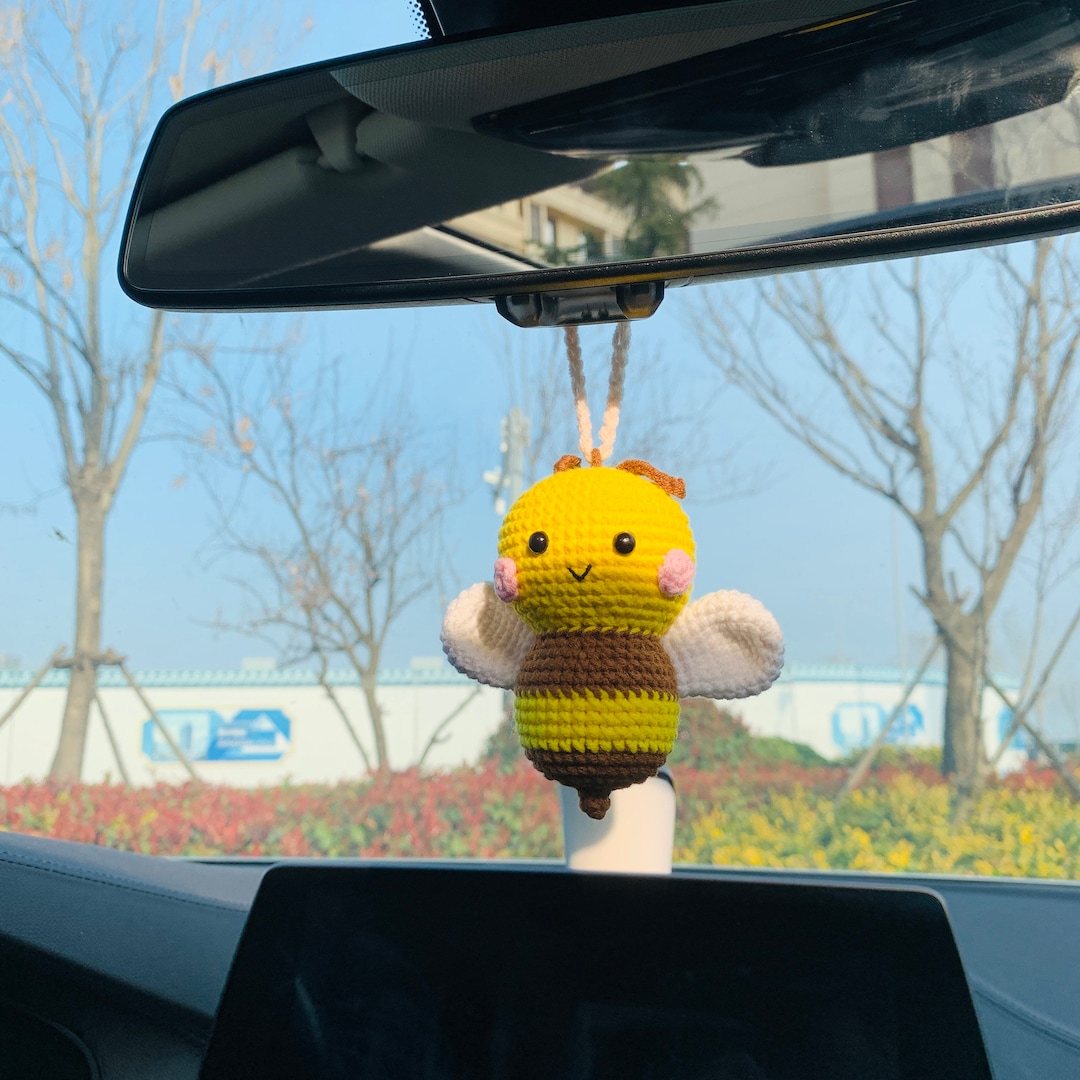 Cute Car Accessories Mirror Hanging Honeybee Charm Fruit Decor Flower ...