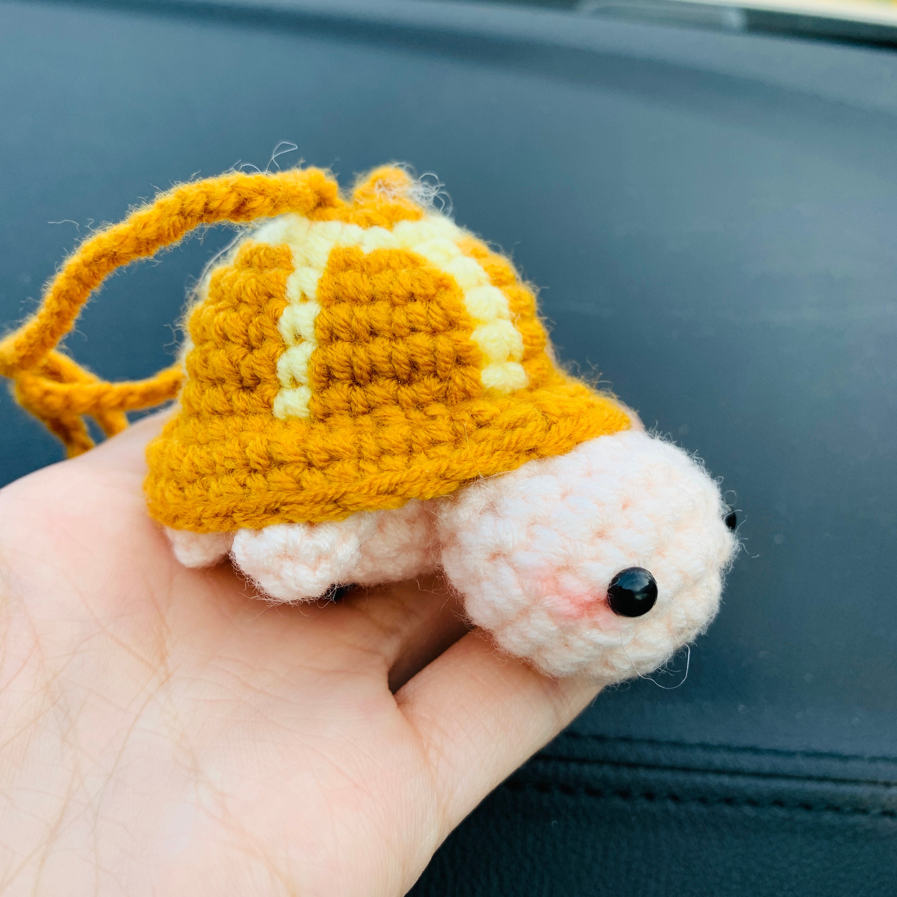 Handmade Crochet Cute Mini Turtle Head Retracted Into Shell Car ...