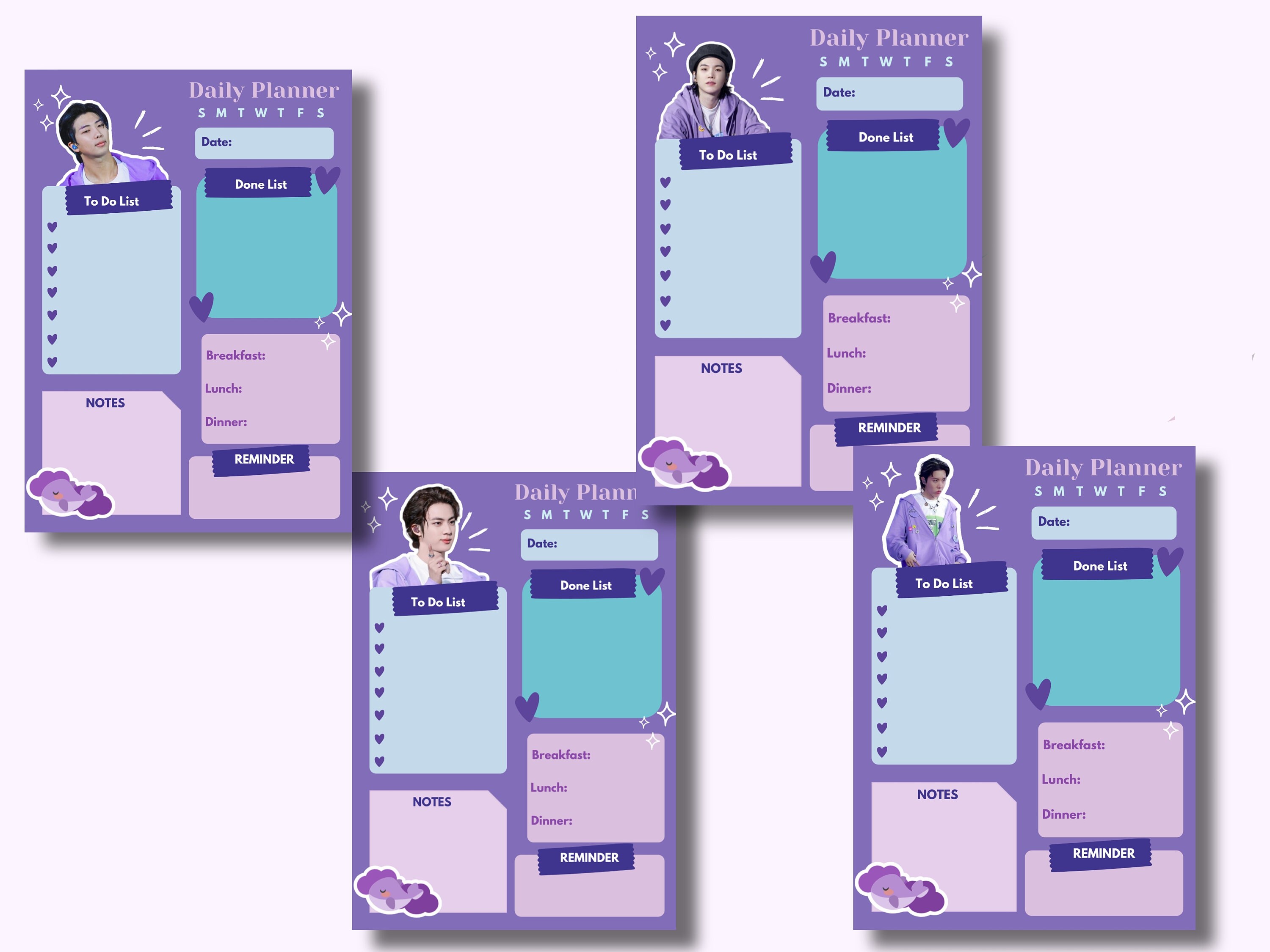 BTS OT7 Daily Planner Stationary BTS Planner Bundle A3, A4, A5 7 Pages ...