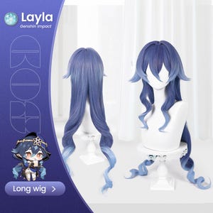 Genshin Impact Layla Handmade Cosplay Wig Hair Layla Wig Halloween Christmas Gift for Girl Women ...