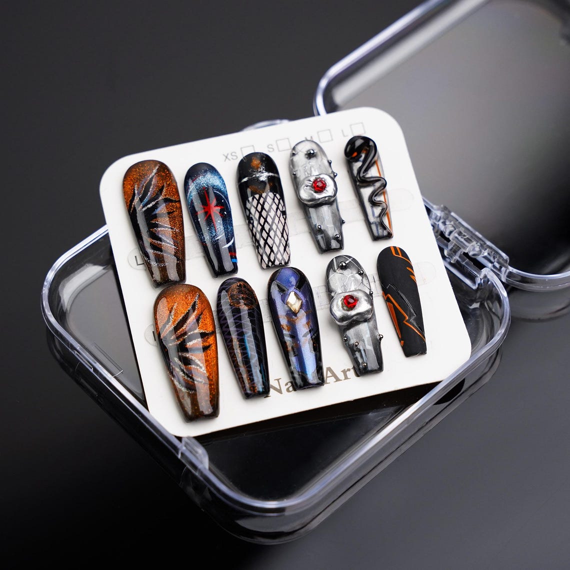 Caleb's Mecha Armor Press-on Nails: 3D Cyberpunk Nail Art - Etsy
