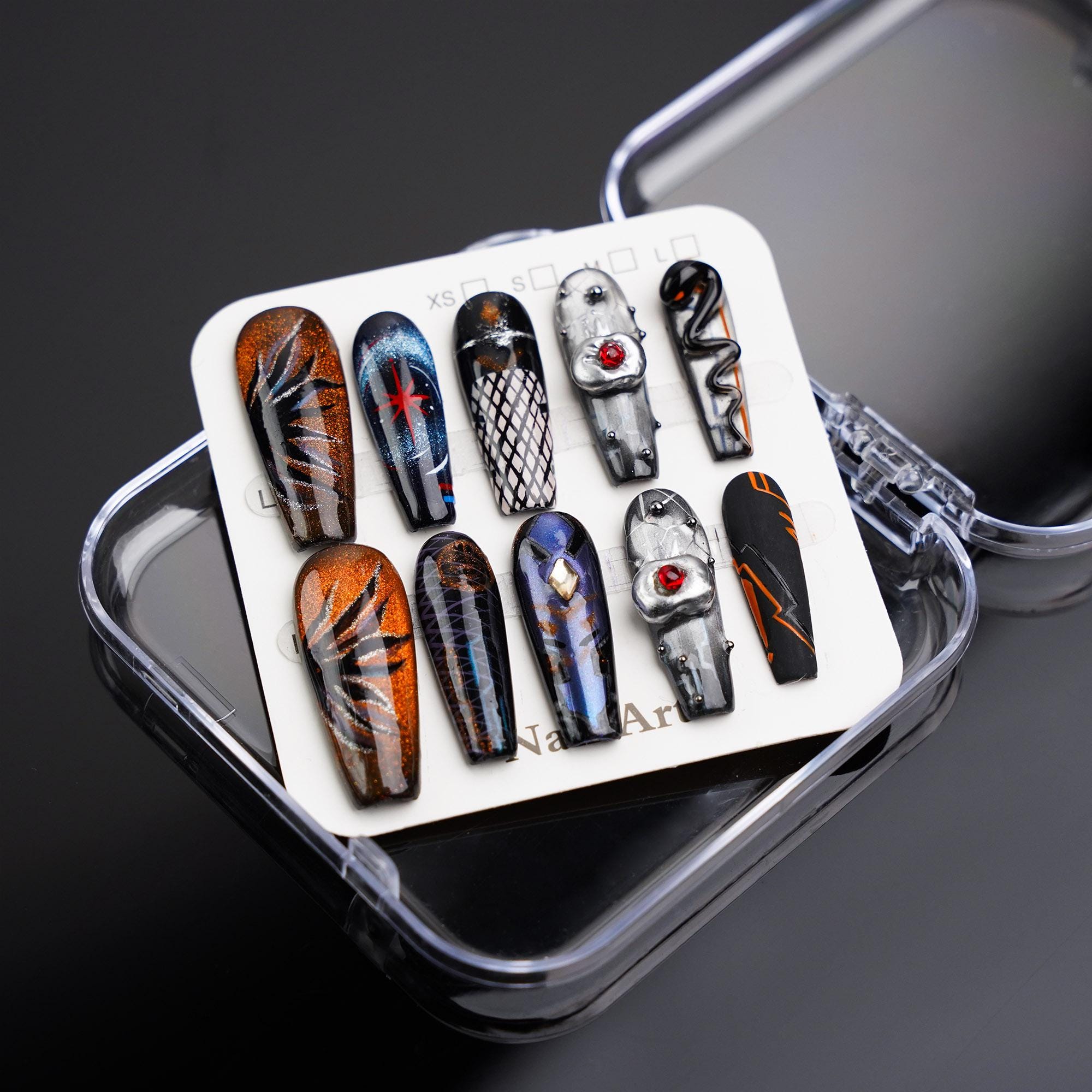 Caleb's Mecha Armor Press-on Nails: 3D Cyberpunk Nail Art - Etsy