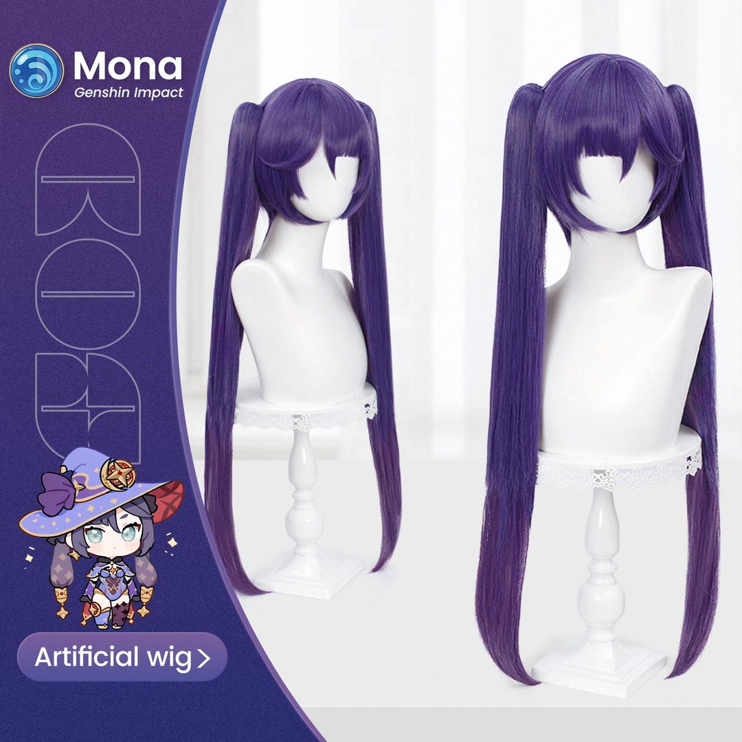 Genshin Impact Mona Handmade Cosplay Wig Hair Mona Wig Halloween Christmas Gift for Girl Women ...