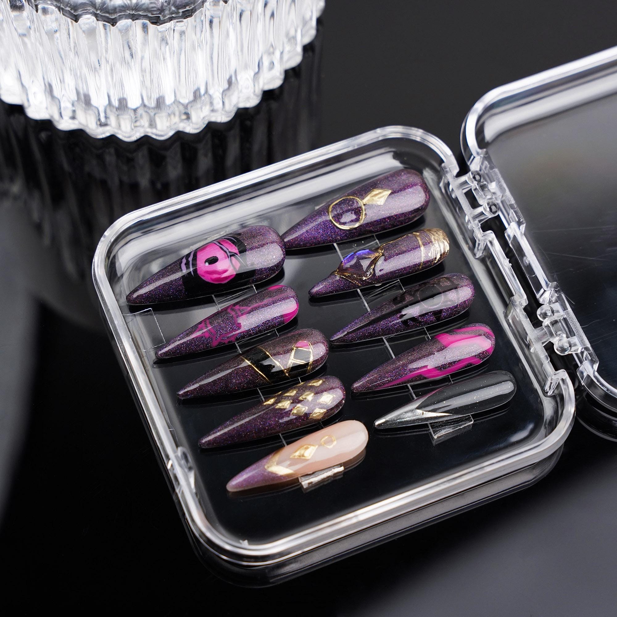 Rayna Inspired Press on Nails: Gothic Glitter, 24K Gold Accents - Etsy