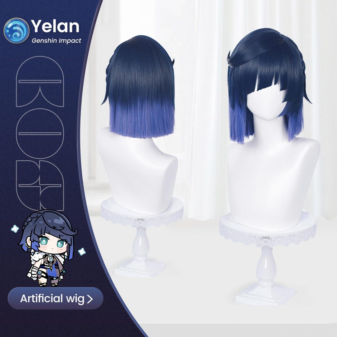Genshin Impact Yelan Handmade Cosplay Wig Hair Yelan Wig Halloween ...