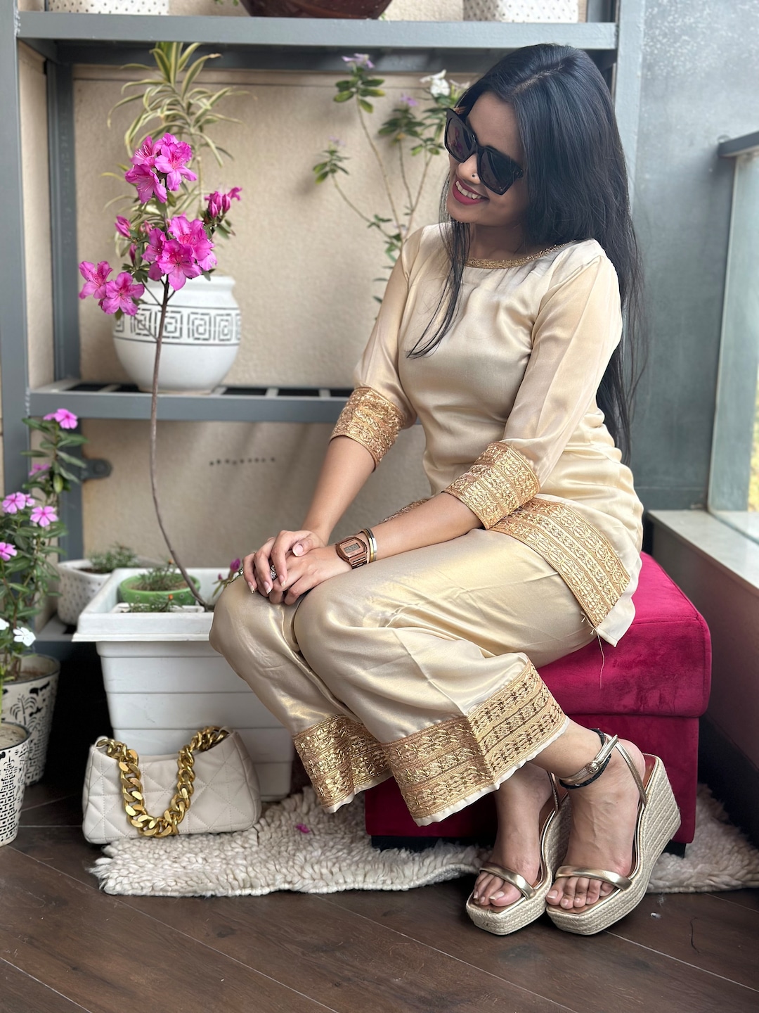 Buy Co-ord Sets Women, Golden Coord Set, Short Kurti Palazzo for Women ...