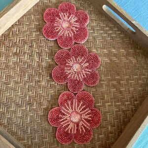 Flower Handmade Beaded Coasters Set of 3, Summer Coasters, Decoration ...