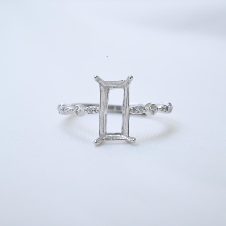 Sterling Silver Rectangular Ring Setting, Solitaire Ring Band (4x8mm ...