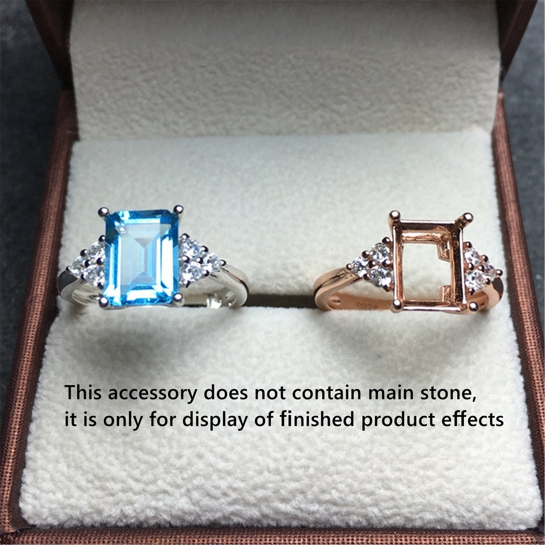 Sterling Silver Rectangular Ring Setting, Rectangle Ring Head, Silver ...