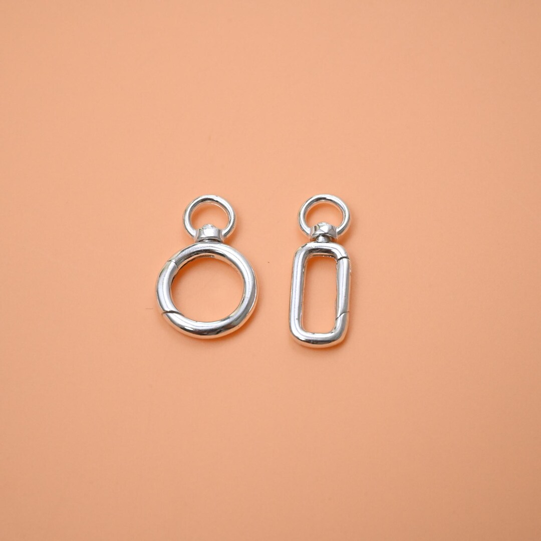 2pcs Sterling Silver Push Gate Clasps, Swivel Circle Clasp - Etsy