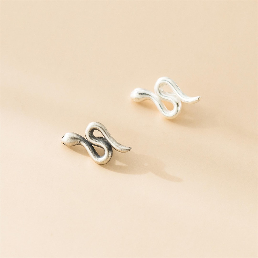 Sterling Silver Snake Button, Matte Button Clasps, Irregular Button ...