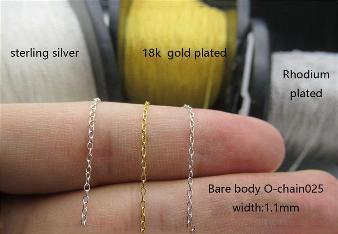 Sterling Silver O Chain, S925 Silver Slim Cable Chain for Jewelry Making Supplies, Unfinished ...