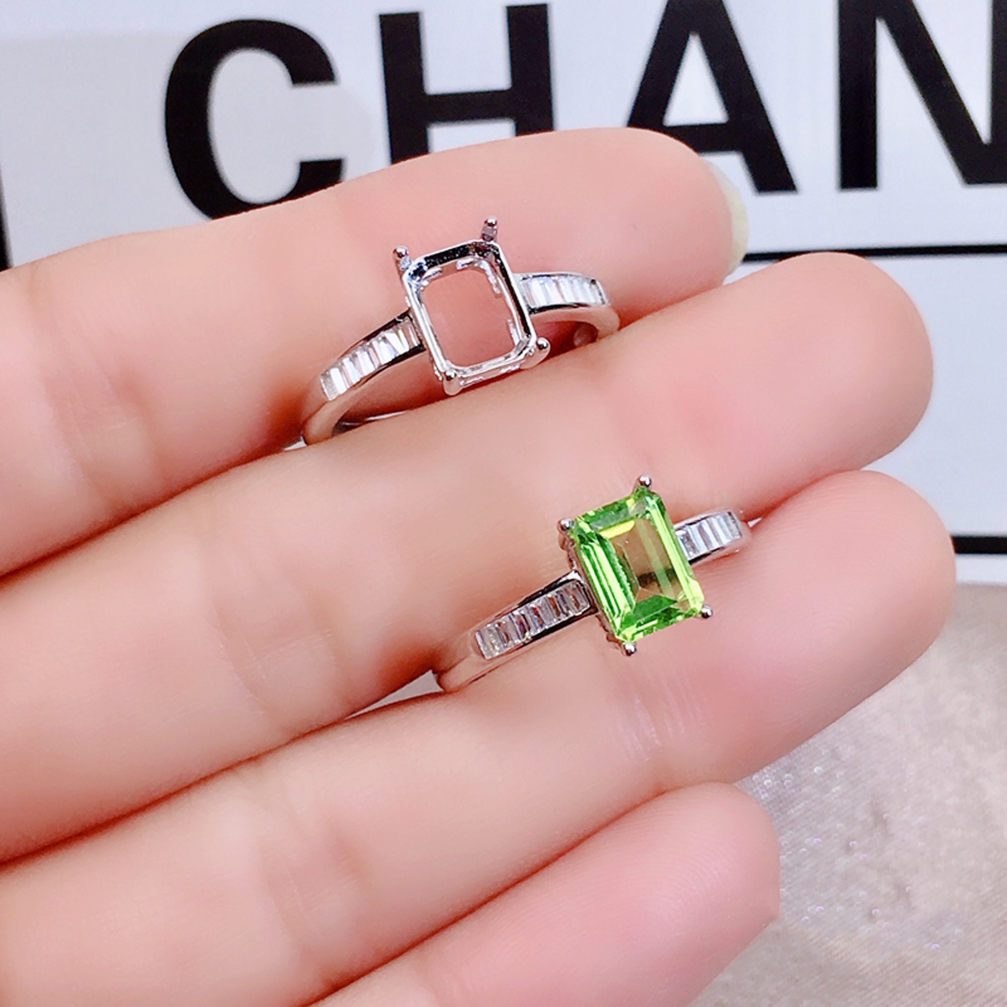 Minimalist Sterling Silver Rectangle Ring Setting, DIY Jewelry (4x6 to ...