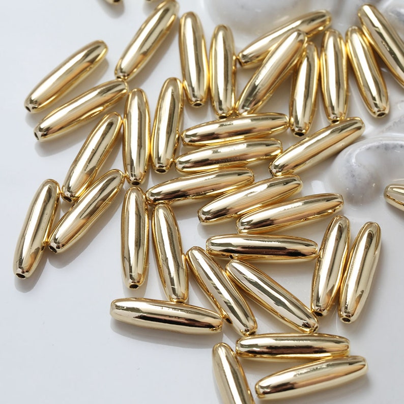 14K Gold Plated Oval Tube Bead, Rhombus Pattern Bead, Hollow Tube Bead ...