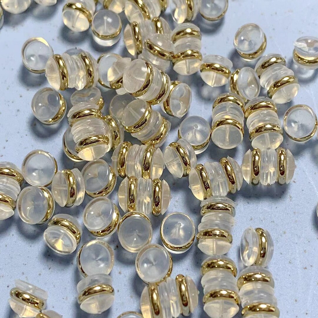 18K Gold Plated Flat Round Earring Nuts, Gold Tone Round Earring Backs ...