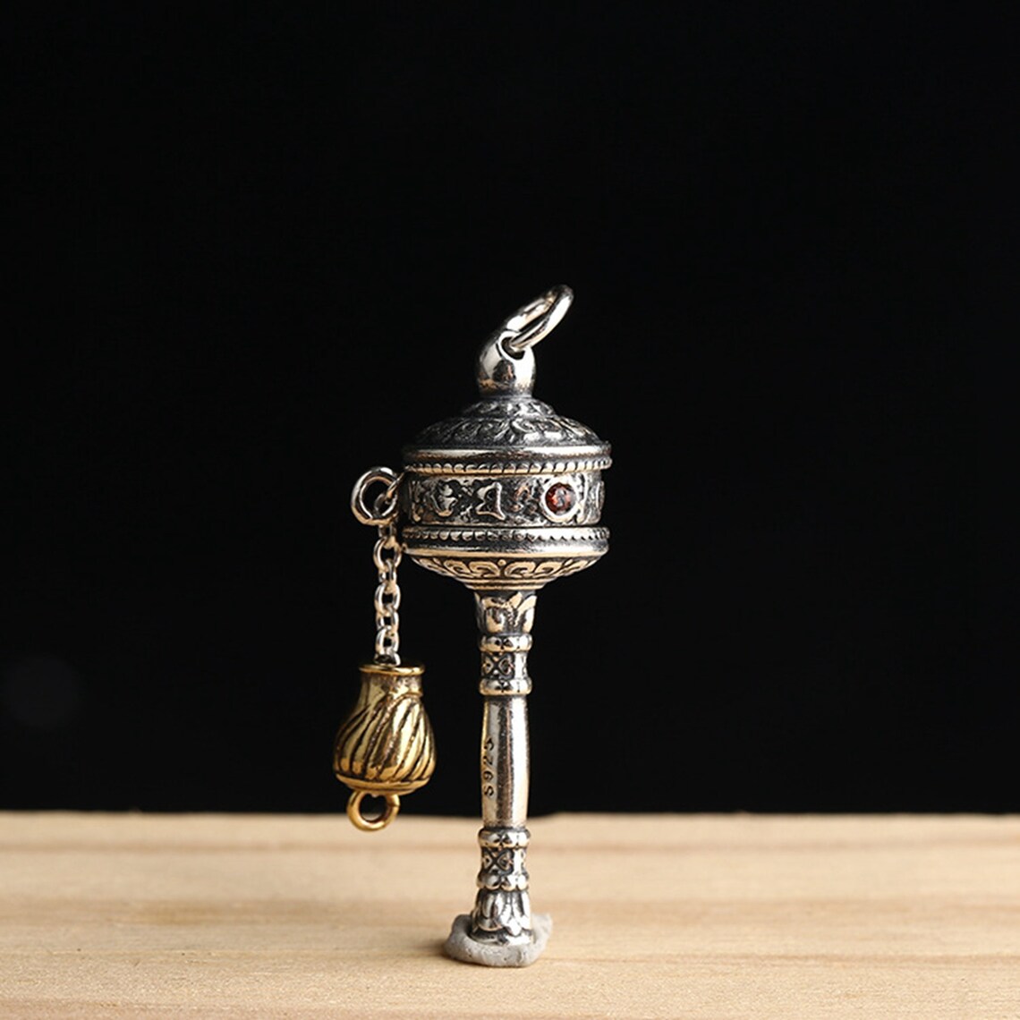 Sterling Silver Rotatable Prayer Wheel Charm With Ball Drop - Etsy