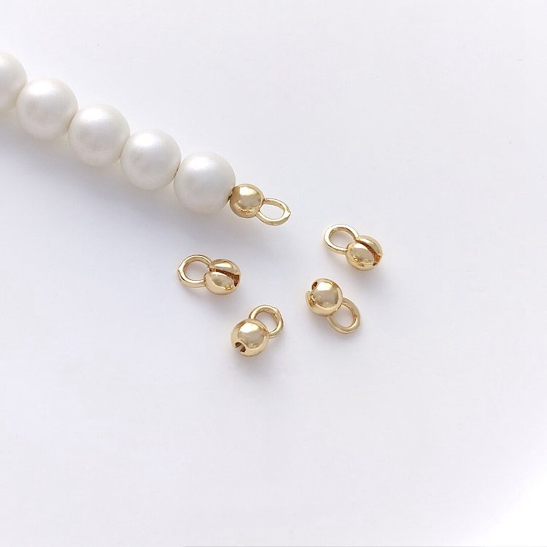 14K Gold Plated Crimp Cover Beads, Bracelet End Covers, Crimp Cover ...