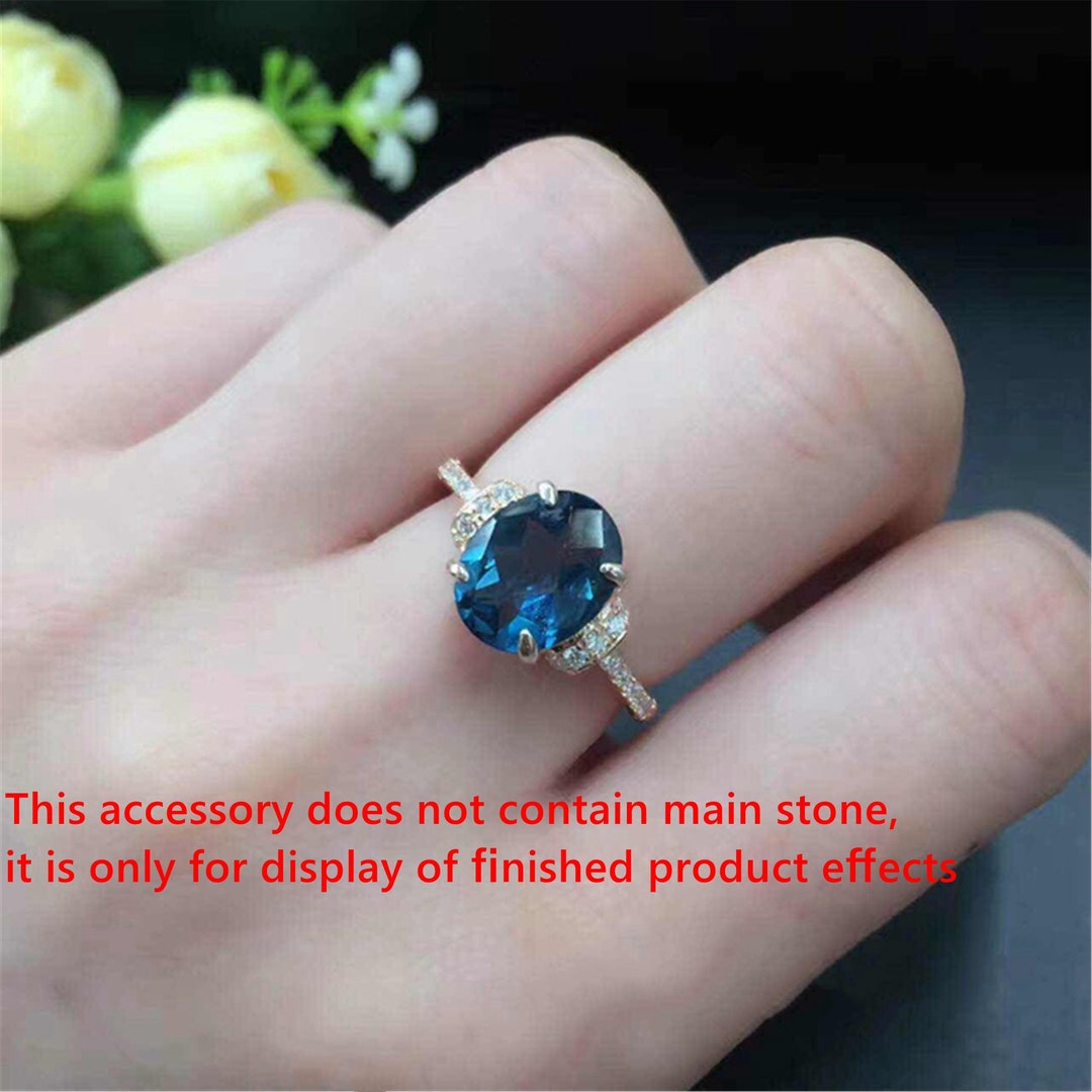 Sterling Silver Oval Ring Setting, Oval Ring Head, 925 Silver Ring ...