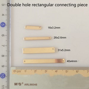 14K Gold Filled Rectangle Connector, Rose Gold Filled Charms W/ Double ...