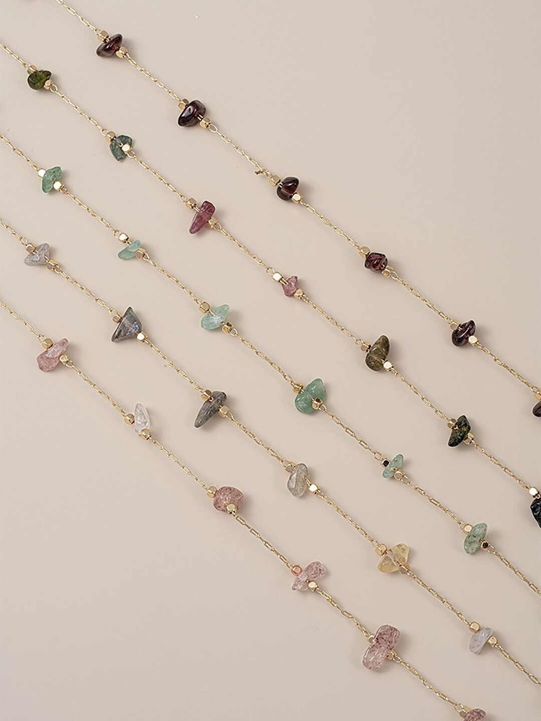 14K Gold Plated Irregular Gemstone Chain, Chain With Square Bead ...
