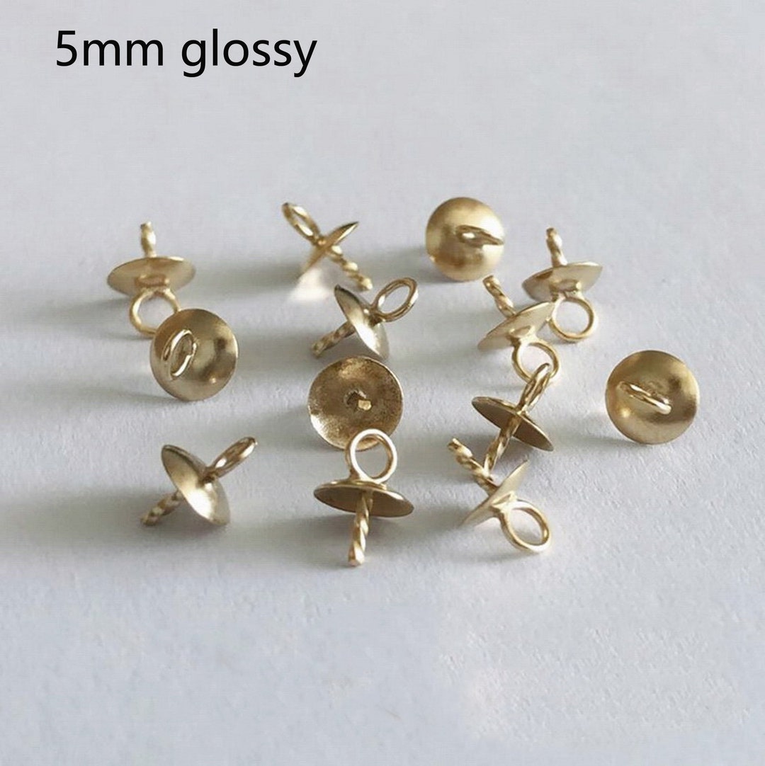 14K Gold Filled Pinch Bails With Cup and Peg, Half Hole Holder,pearl ...
