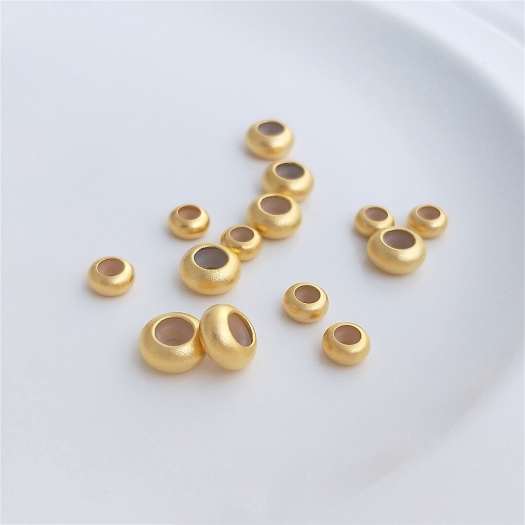 4/5/6/7/8mm 18K Matte Gold Plated Sliding Rubber Stopper Beads ...