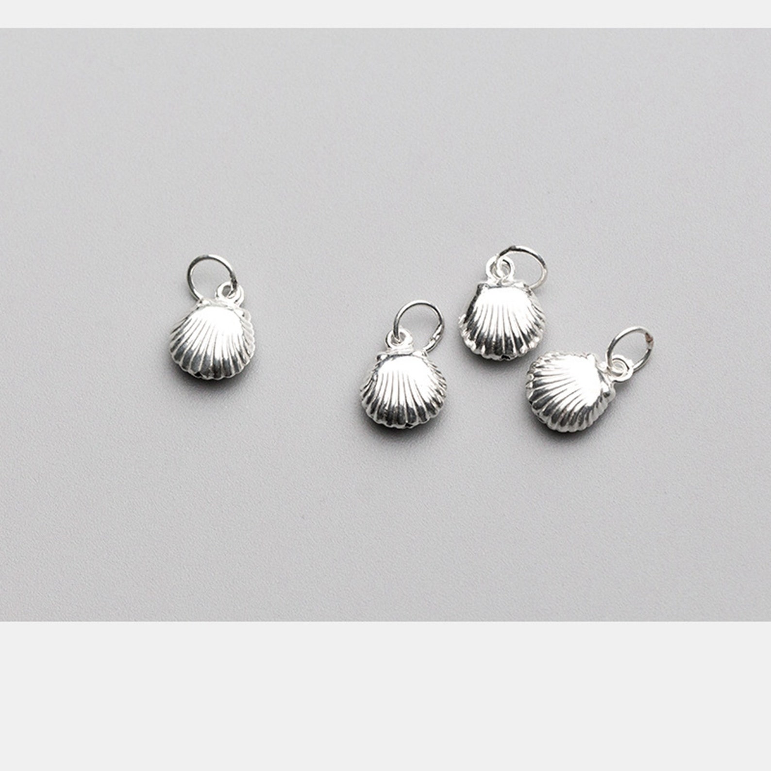 4/10pcs Sterling Silver Seashell Charms W/ Tiny Ball Inside - Etsy