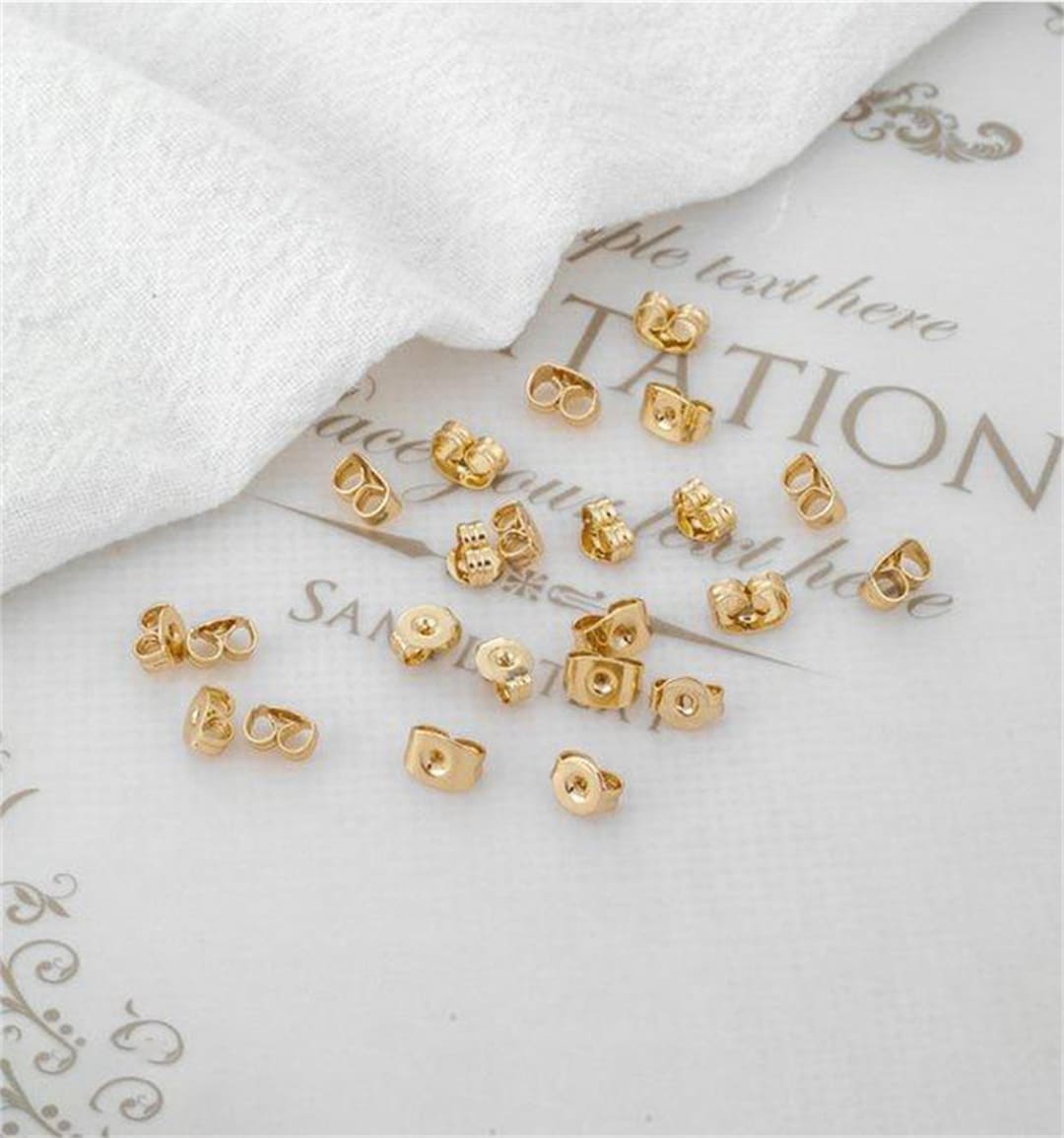 14K Gold Plated Ear Nuts With Loop, Copper Butterfly Earring Backs - Etsy