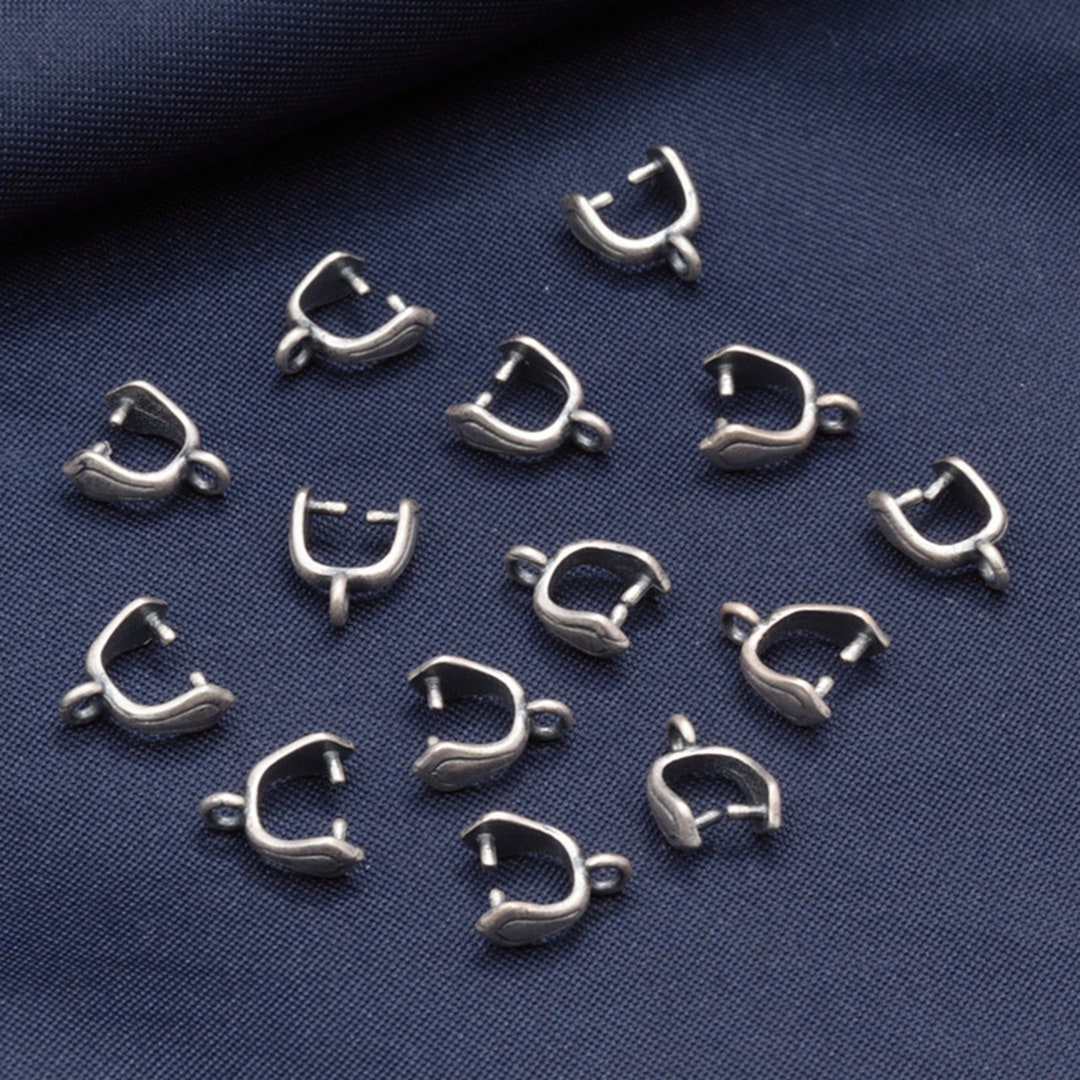 Sterling Silver Pinch Bails, Silver Vintage Pinch Bail, Pendant Bail ...