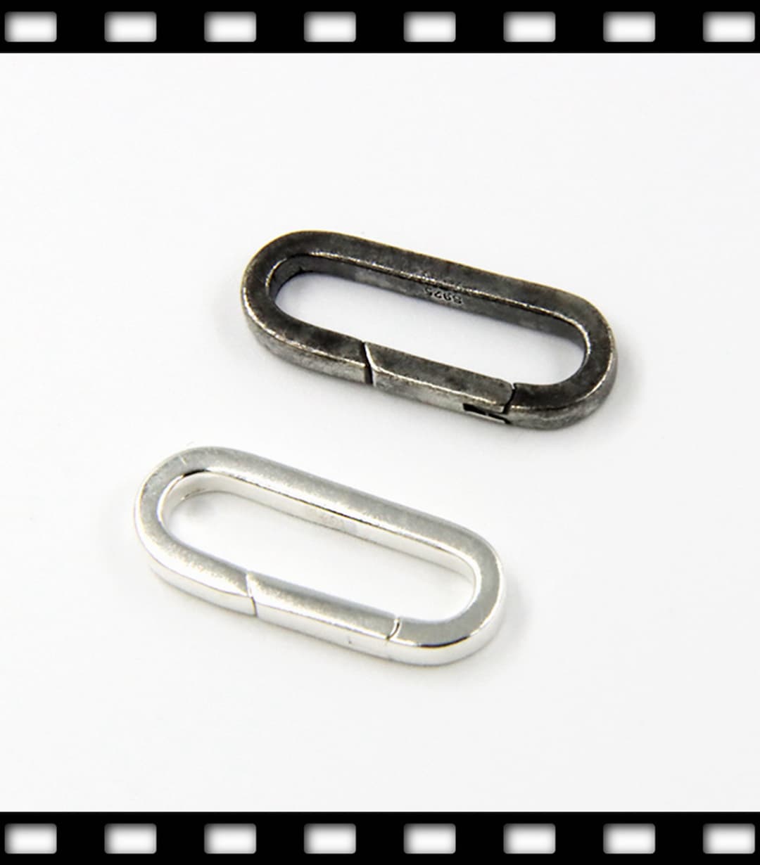 Sterling Silver Oval Clasp, 925 Silver Hinged Clasp, Oval Push Clasp ...