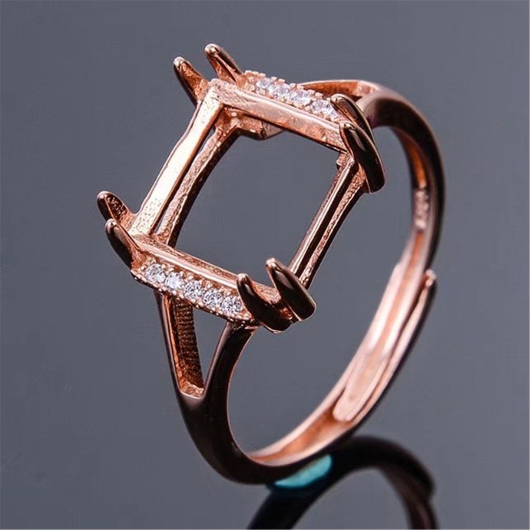 Sterling Silver Square Ring Setting, Square Ring Head, 925 Silver Ring ...