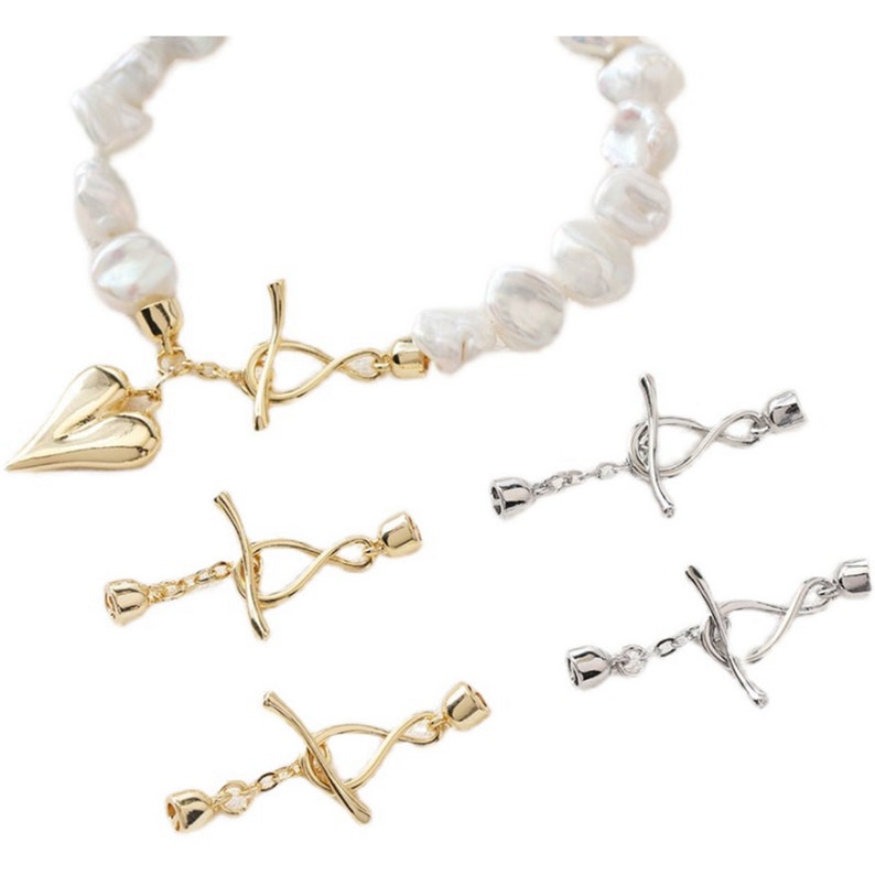 14K Gold Plated Infinity Toggle Clasps, Gold Tone Toggle Clasp W ...