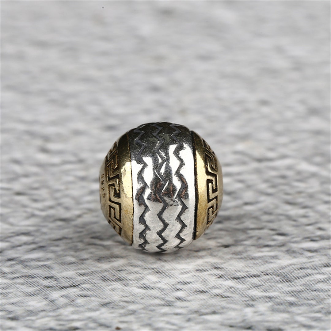 Sterling Silver Greek Key Round Bead, Meander Bead, Greek Fret Bead ...