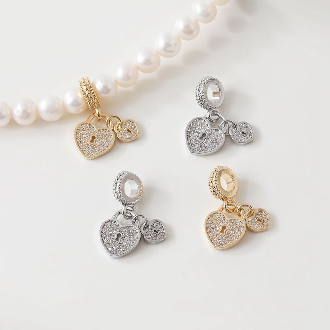 14K Gold Plated Shortener Enhancer Clasp W/ Double Heart Charm for ...