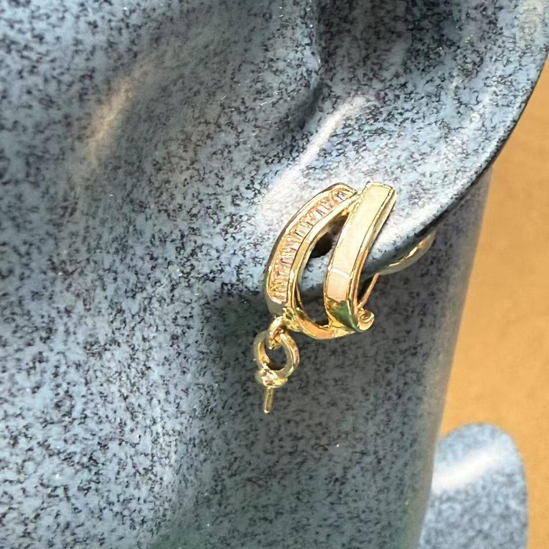 1 Pair 14K Gold Plated Bean Ear Bone Clip W/half Drill Peg, Coil Ear ...