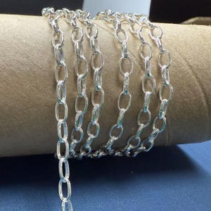 Sterling Silver Oval Rolo Chain, S925 Silver Rolo Chain for Jewelry ...