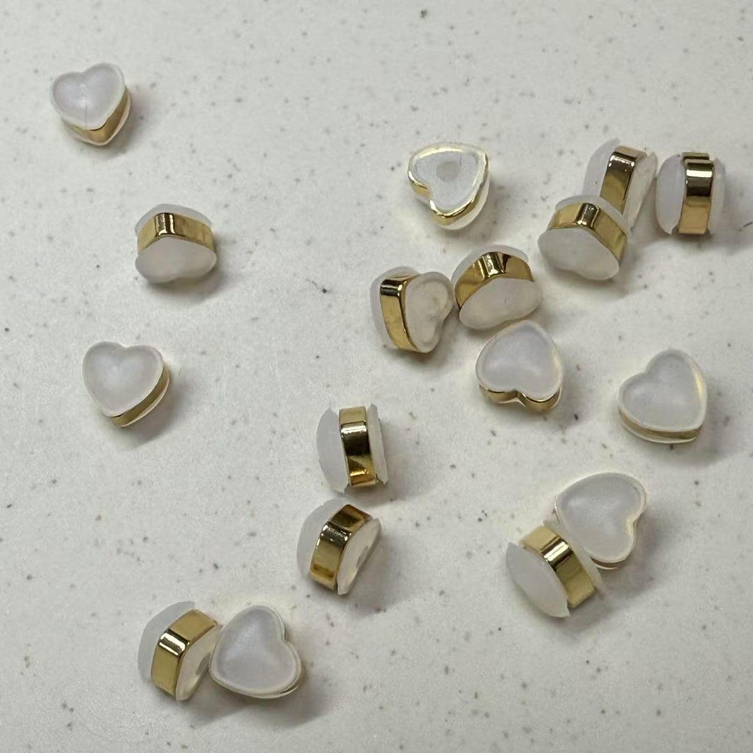 Gold Plated Love Heart Earring Nuts, Gold Tone Heart Earring Backs ...