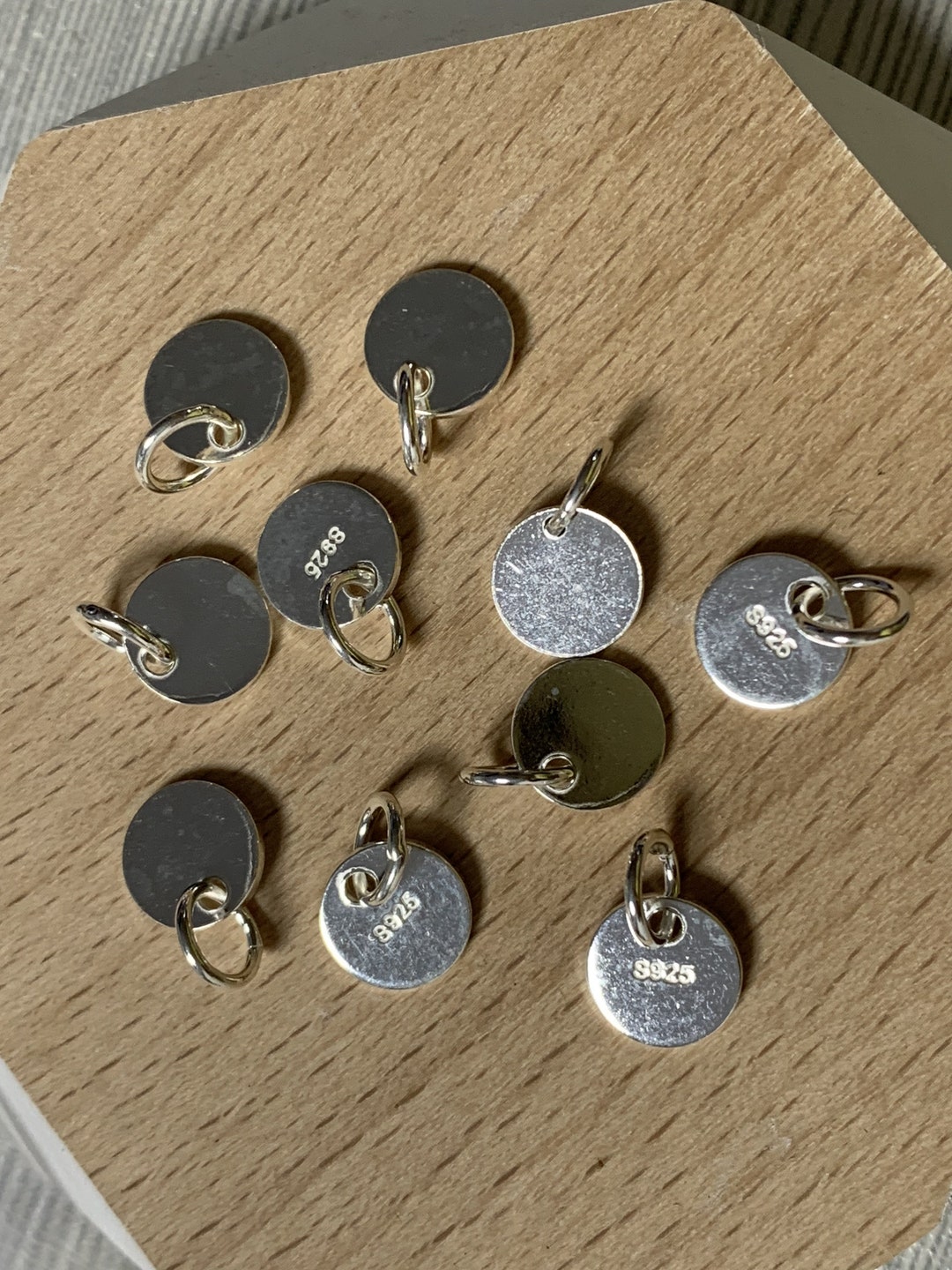 10/100 Pcs Sterling Silver Disc Charms, Round Disc Charm, 925 Silver ...