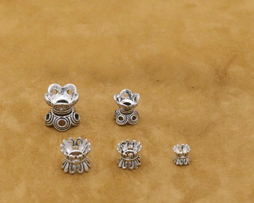 Sterling Silver Beads Caps, Silver Rondelle Bead Cap, 925 Silver Bead ...