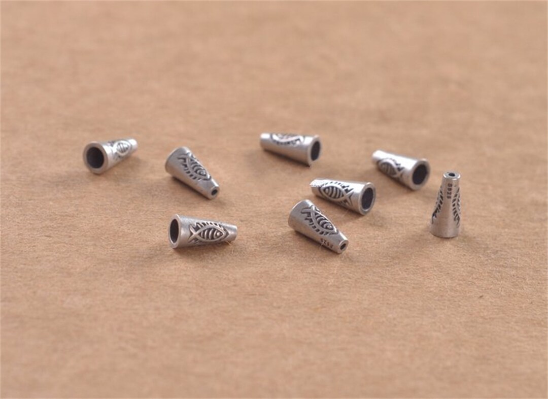 Sterling Silver Fish Bone Bead Caps, Vintage Tassel End - Etsy