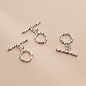 Sterling Silver Round Toggle Clasps, S925 Silver Toggle Clasp, Bracelet ...