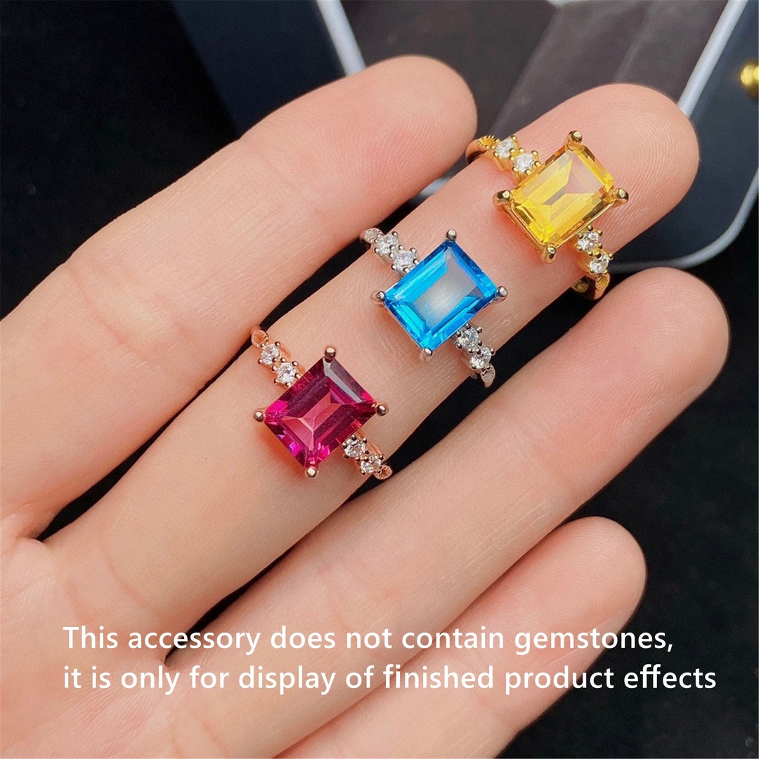 Sterling Silver Rectangular Ring Setting, Pave Ring Head, 925 Silver ...