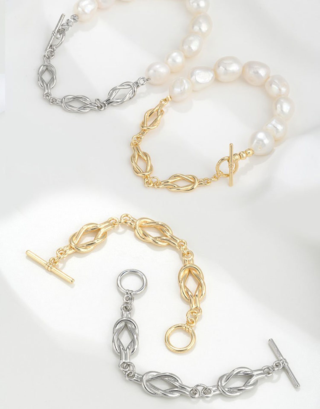 14K Gold Plated Knot Chian Extension, Gold Tone Lobster Clasps With ...